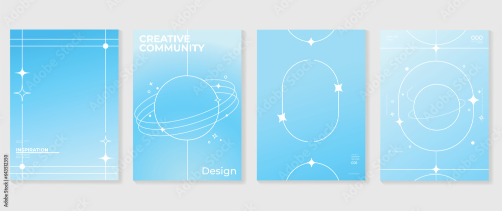 Idol lover posters set. Cute gradient holographic background vector ...