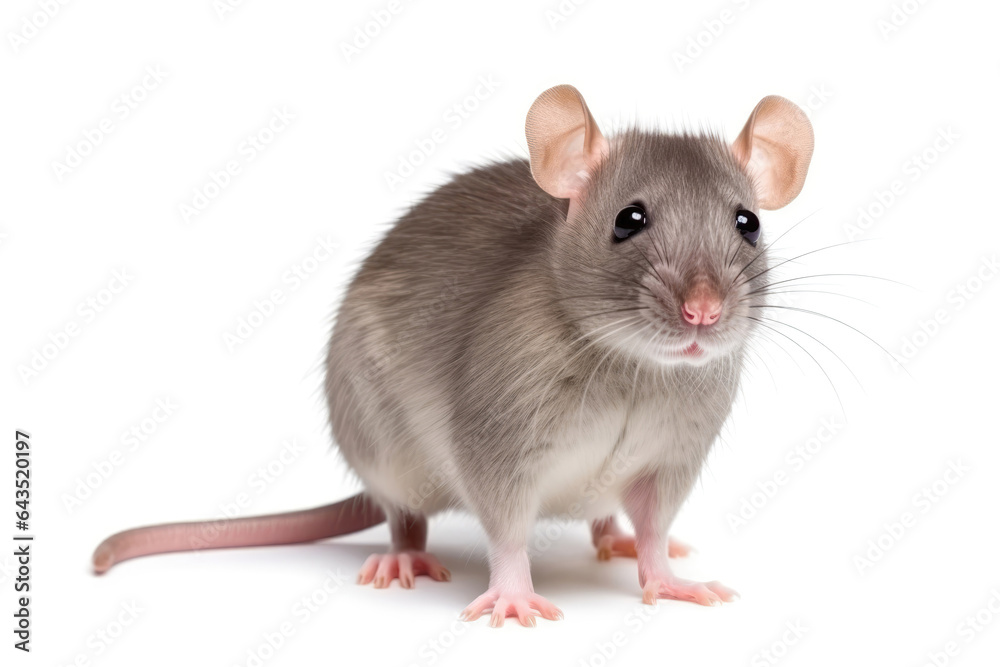 Cute Rat On White Background . Сoncept Safe Pet Rat Ownership, Caring ...