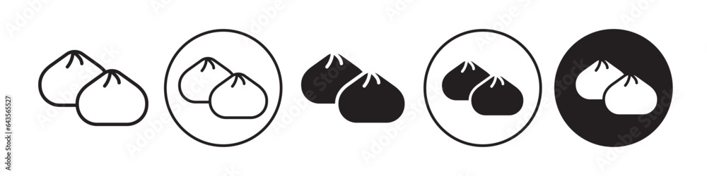 Dumpling icon. Chinese or Japanese steamed momo like pao food symbol ...