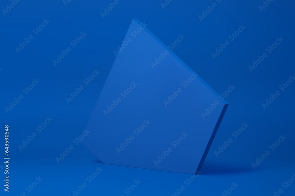 Blue 3d isometric wall pentagonal geometric angular background for ...