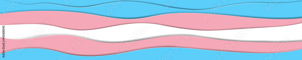 Paper Cutout Waves Transgender Pride Flag Panoramic Design. Horizontal ...