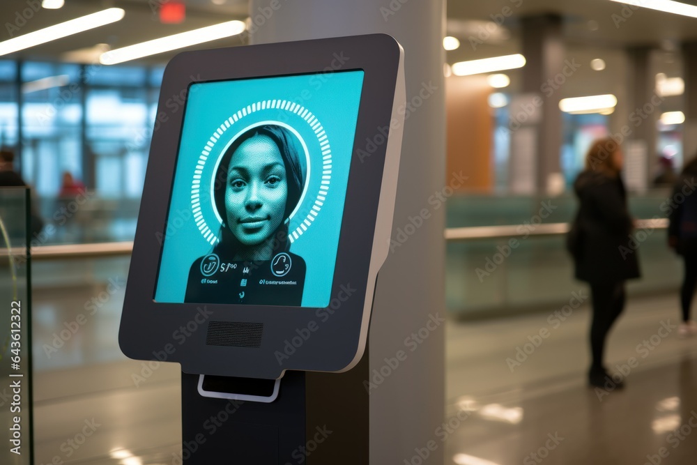 at the airport or train station counters robot with artificial ...