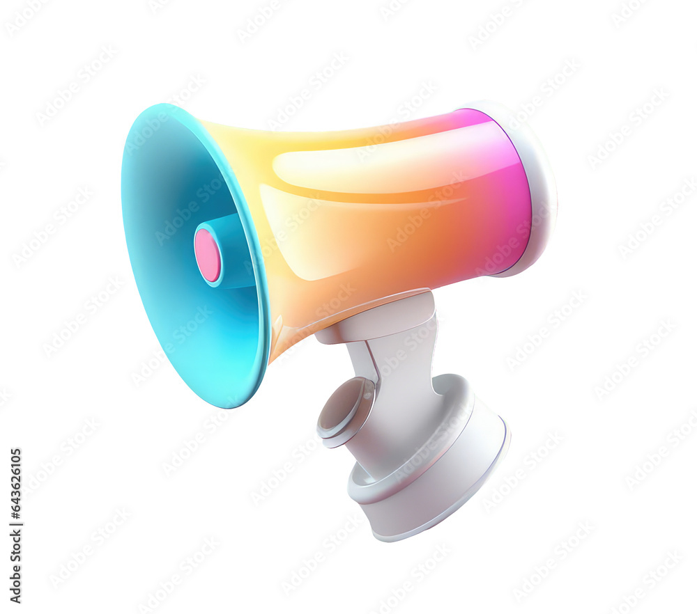 Cute megaphone loudspeaker in cartoon clay toy style, pastel colors ...