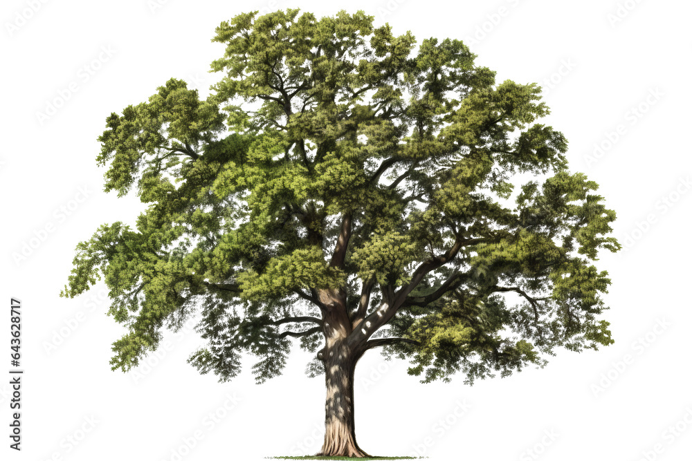 American elm tree PNG with green leaves and brown trunk isolated on ...