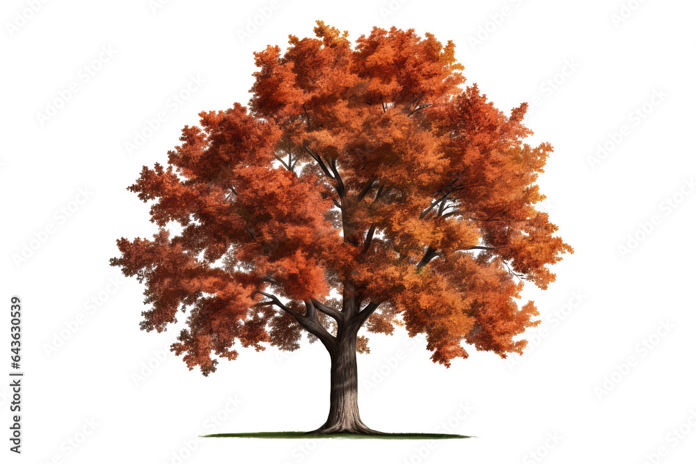 Northern Red Oak tree (Quercus rubra) isolated on transparent ...