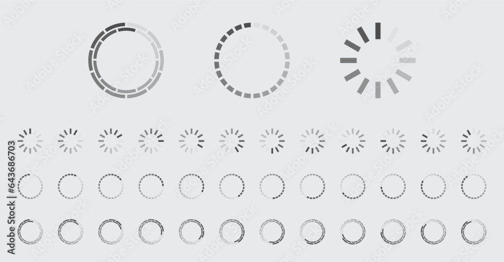 Circular Loading Buffering Icons Vector Set Video Ready for Animation Gif All Keyframes Frames ...