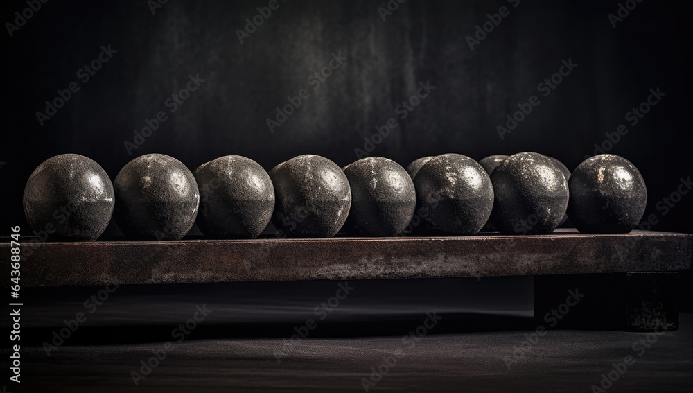 Illustration Stock dumbbbells on dark background with gray background ...