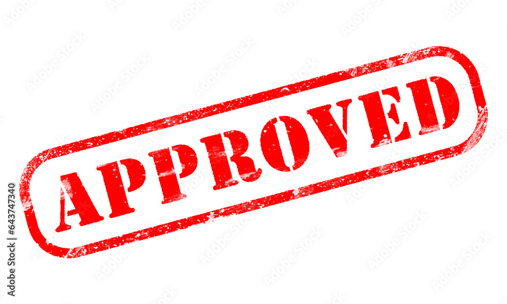 APPROVED red rubber worn out stamp text effect on transparent ...