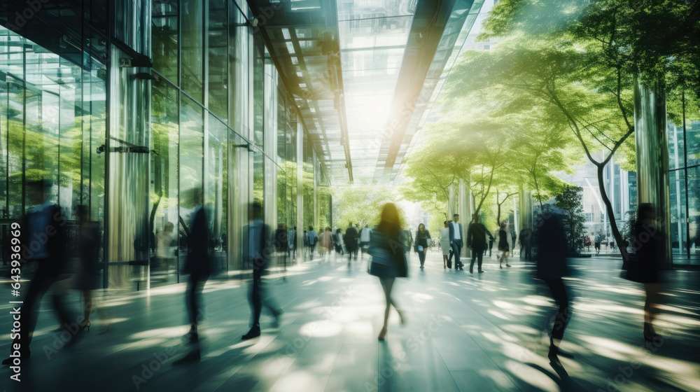 Sustainability in business center concept, business people crowd ...