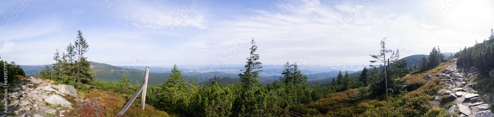 Hiking in Polish national park. Giant Mountains, Poland. Karkonoski ...