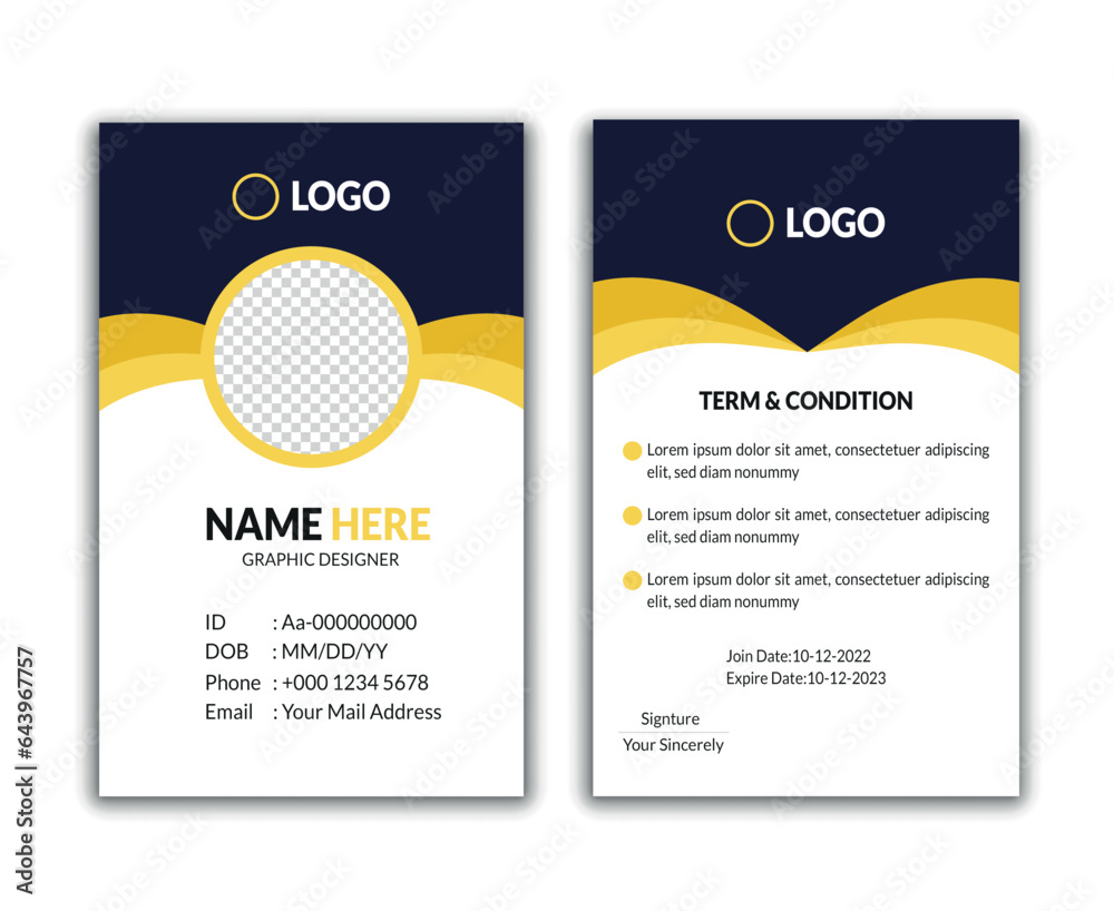 Creative Corporate Unique ID Card Template Layout Professional vector ...