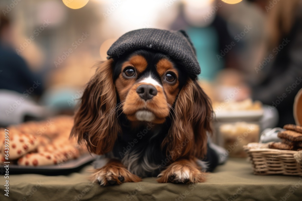 Medium shot portrait photography of a smiling cavalier king charles ...
