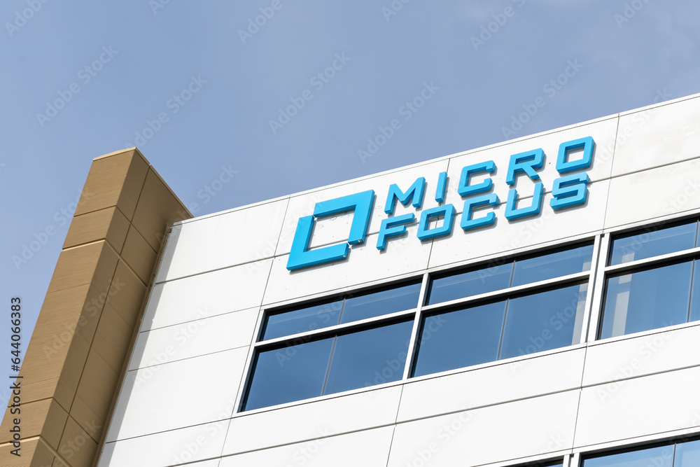 Micro Focus office building in Santa Clara, California, USA - June 10 ...