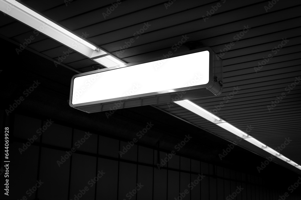 Blank Lightbox sign mockup in the urban environment, on the facade ...
