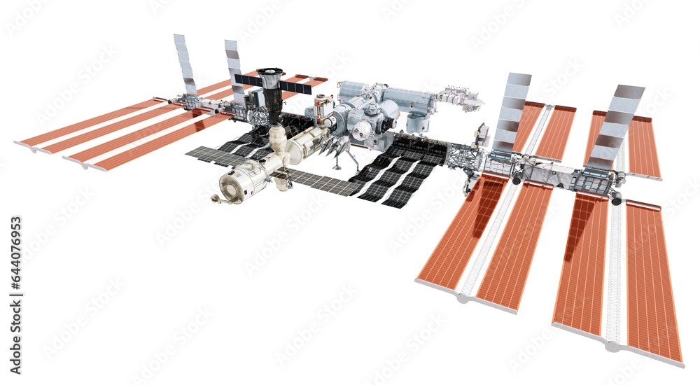 ISS 3D model on transparent background. International space station ...