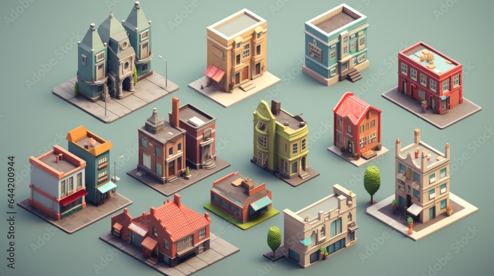 isometric buildings. Stock Illustration | Adobe Stock