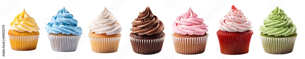 Cupcake muffin with icing frosting on transparent background cutout ...