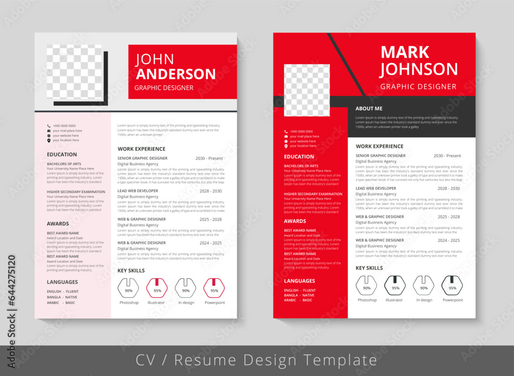 Resume and CV template design for business curriculum vitae Layout ...