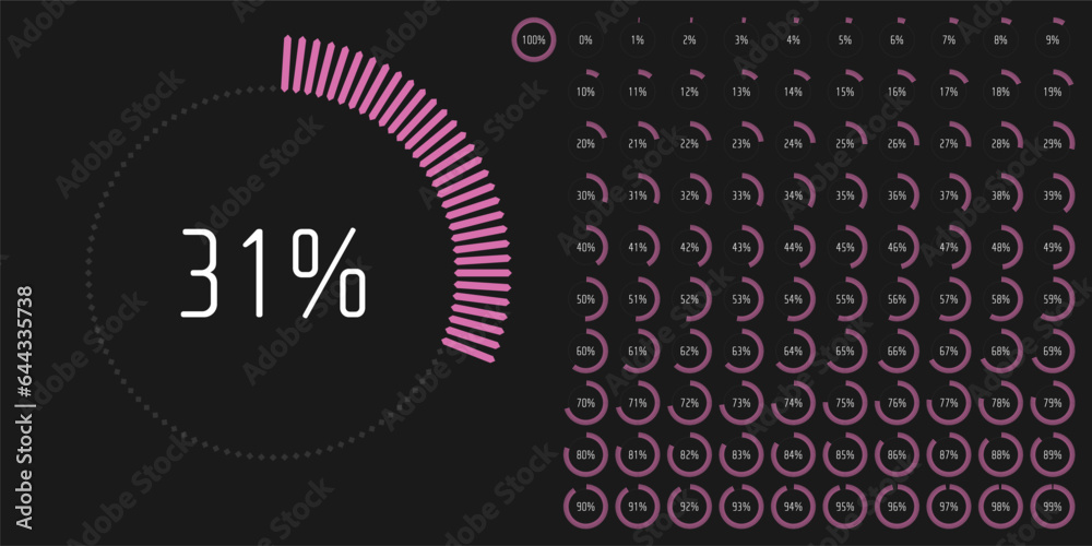 Set of circle percentage diagrams (meters) from 0 to 100 ready-to-use ...