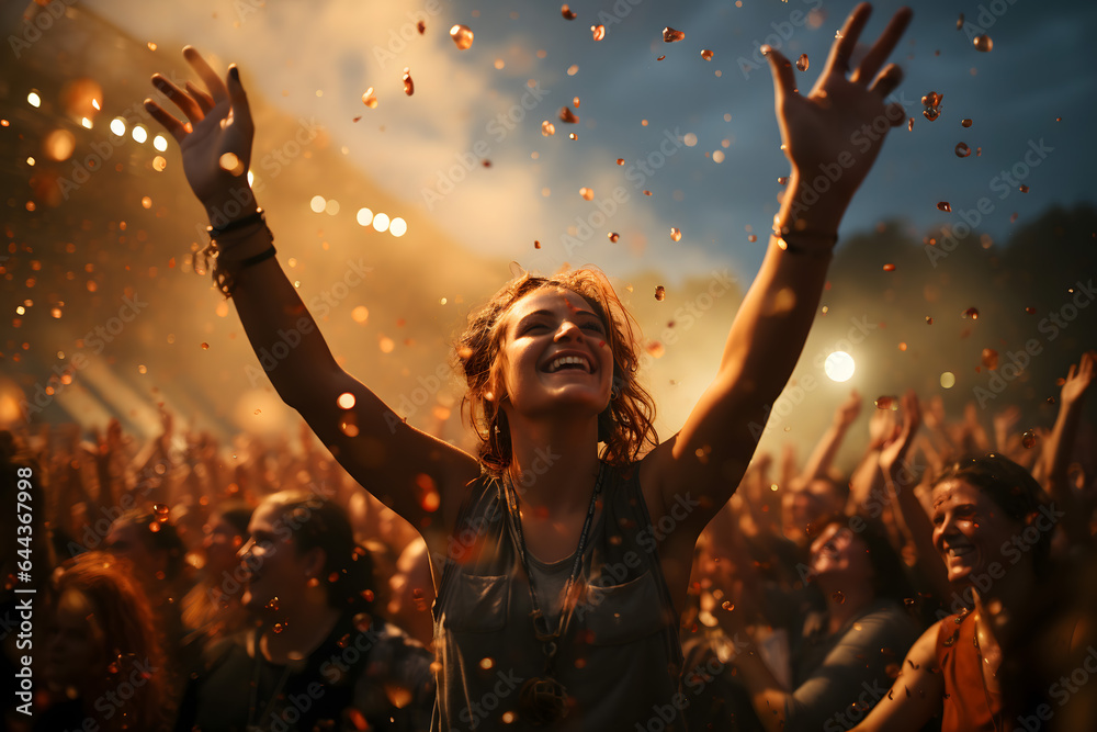 crowd of people dancing at concert Stock Photo | Adobe Stock