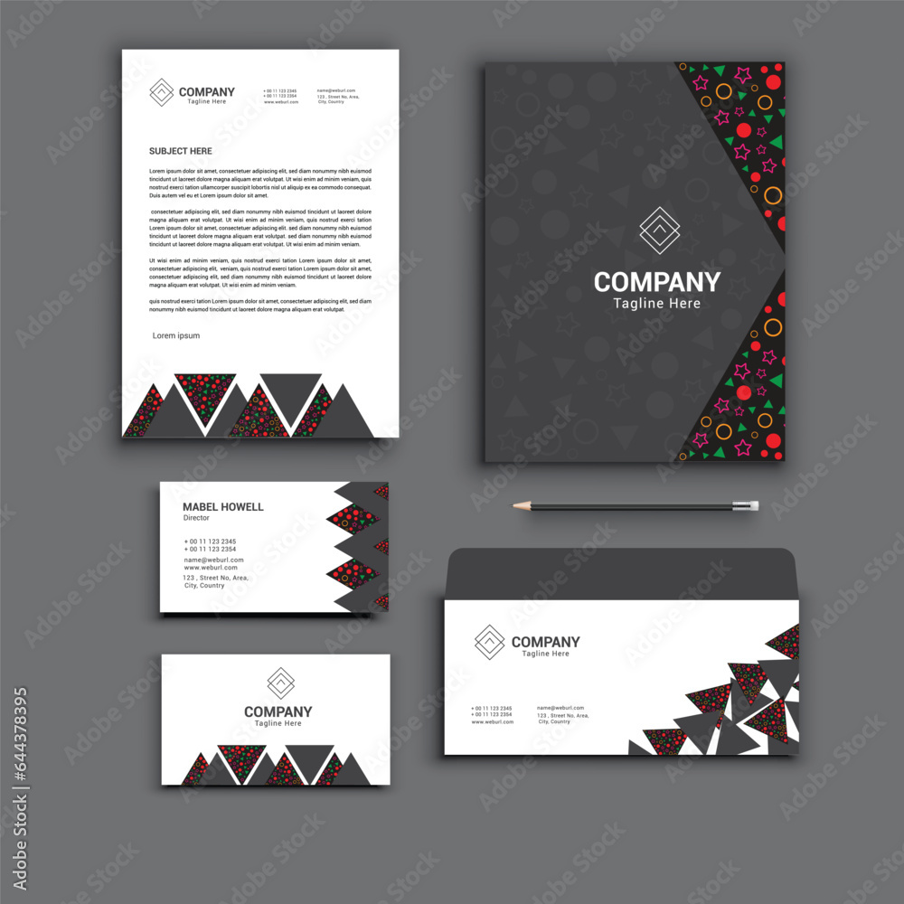 corporate modern stationary set design template with grey color ...