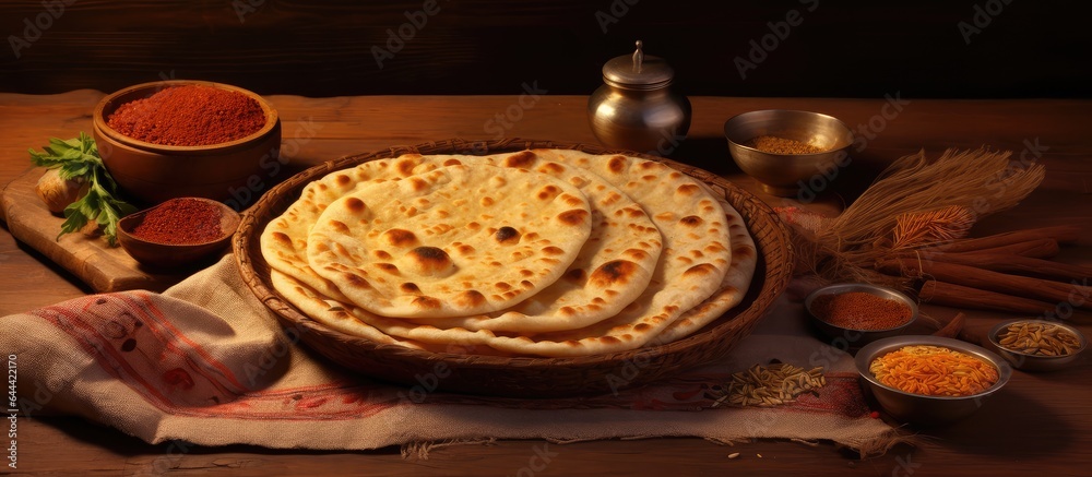 Varieties of Indian bread such as chapati tandoori paratha kulcha fulka ...