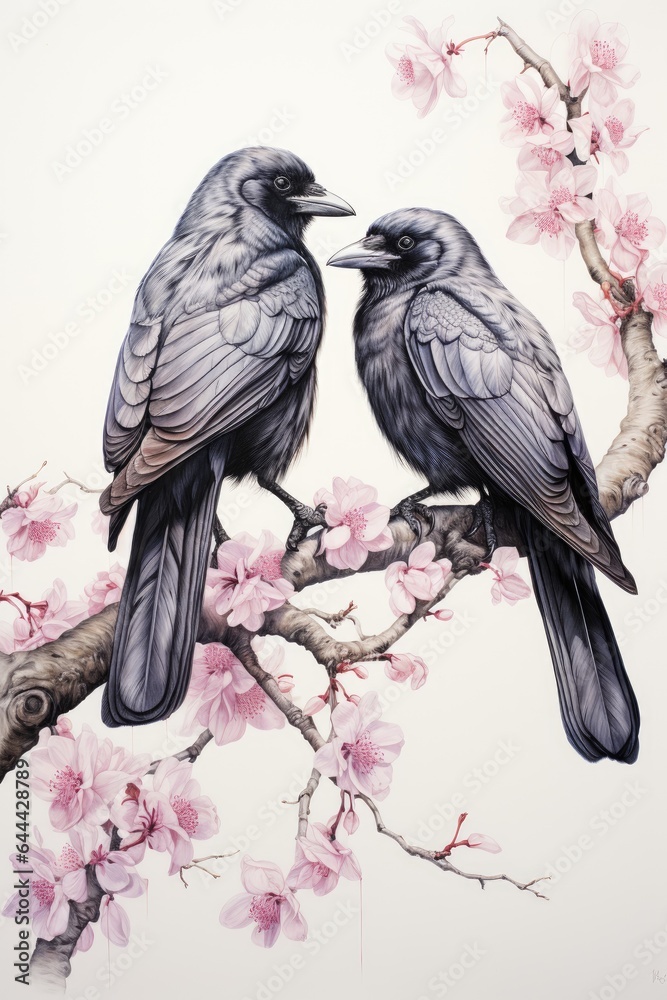 Crow Eerie Beauty of Gothic Art Simplistic Black and White Drawing Featuring Enigmatic Crows ...