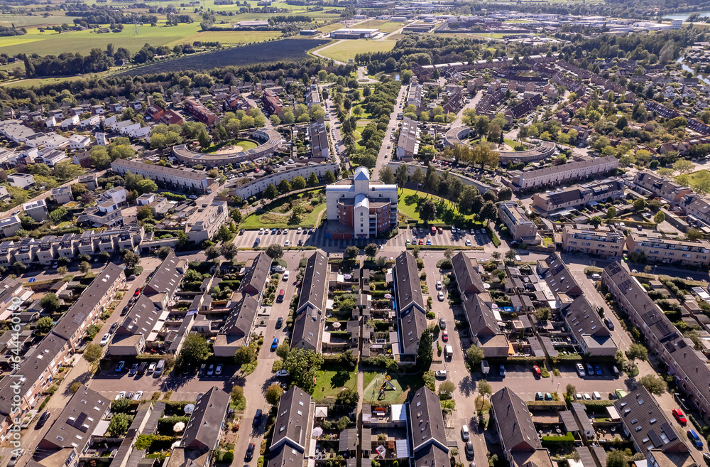 Dutch design aerial of residential neighbourhood Leesten in suburbs of ...