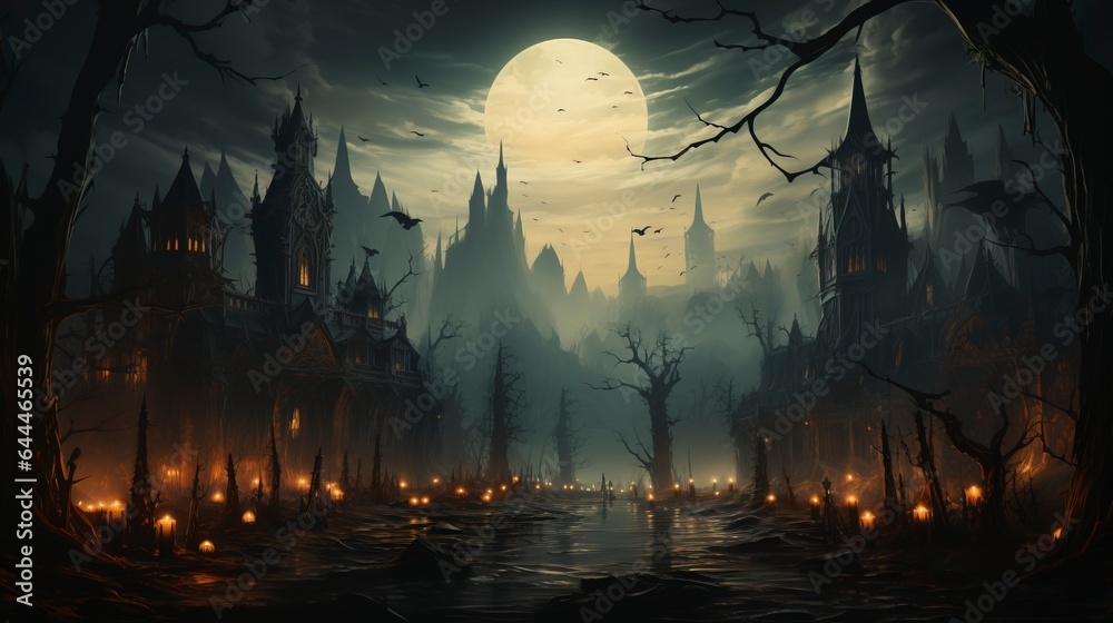 16:9 aspect ratio spooky halloween background wallpaper with scary ...