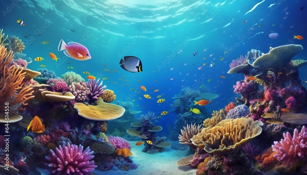 Ocean coral reef underwater. Sea world under water background Stock ...