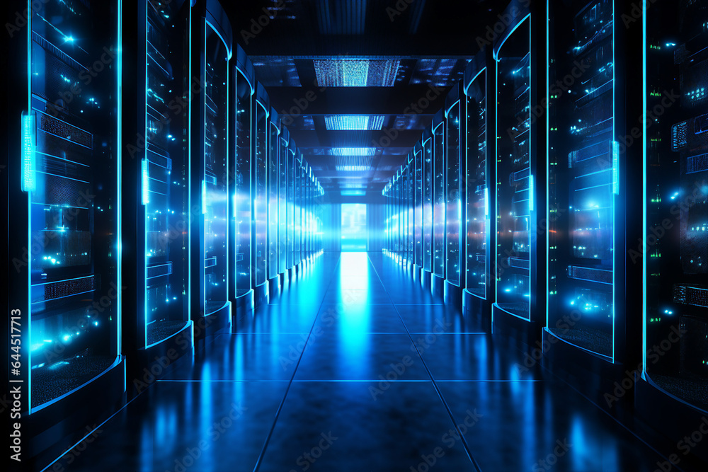 Generative ai collage image picture photo of data center interior with ...