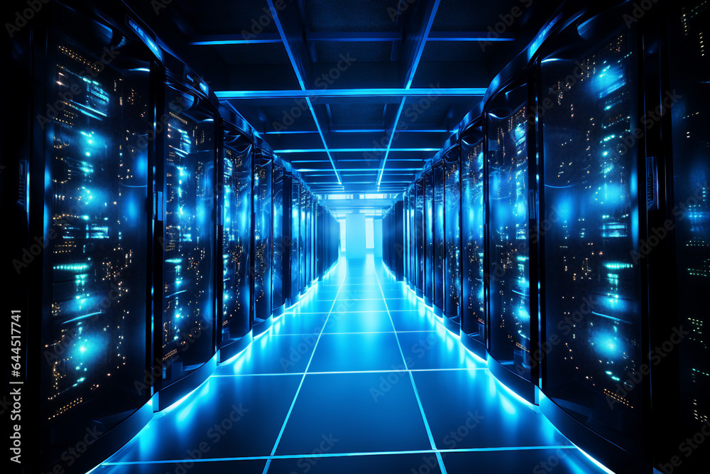 Generative ai collage image picture photo of data center interior with ...