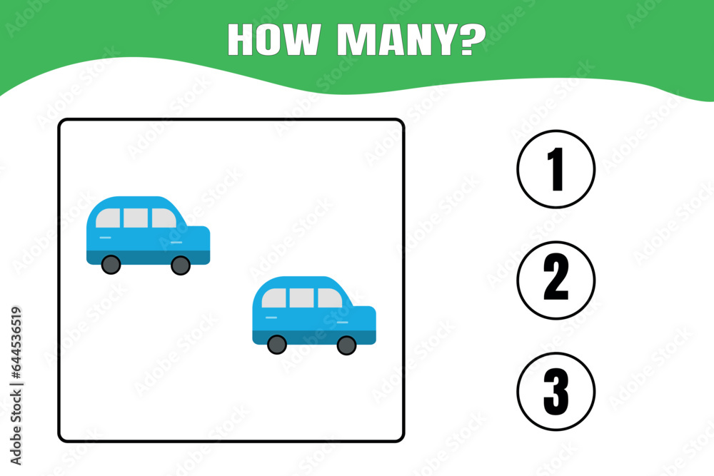 How many car are there? Educational math game for kids. Printable ...