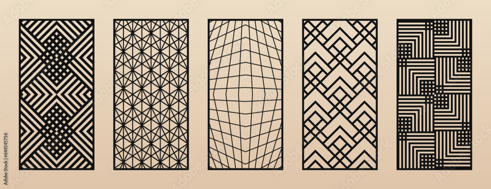 Decorative panels for CNC, laser cutting. Vector set of modern trendy ...