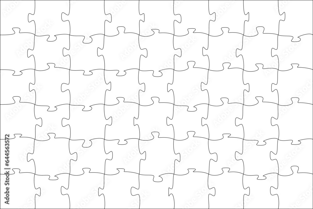 Puzzles grid template 9x6. Jigsaw puzzle pieces, thinking game and ...