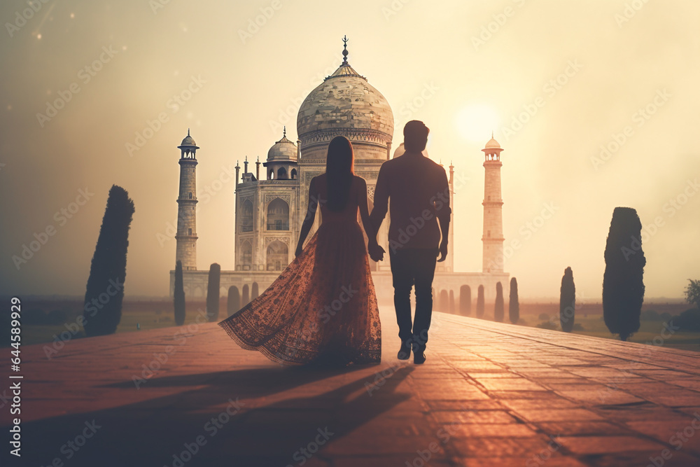 Travel, vacation, romance concept. Young couple traveling and walking ...