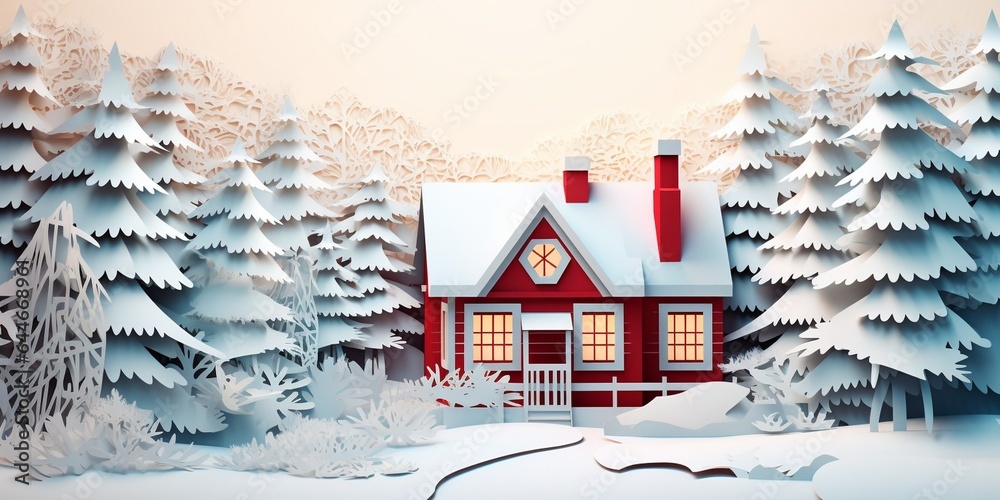 Generative AI : White cut papercrafts paper crafts detailed christmas ...