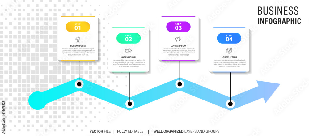 Image vectorielle Stock Line step infographic. 4 options workflow ...