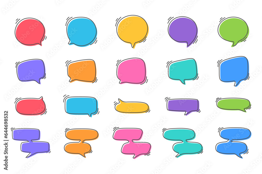 Hand drawn text box. Cute cartoon style talking dialogue. Stock Vector ...