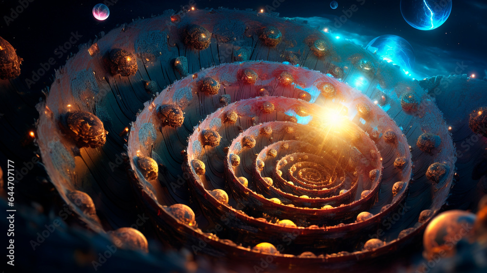 star-shaped spiral recursive concentricity, illustration of graphical ...