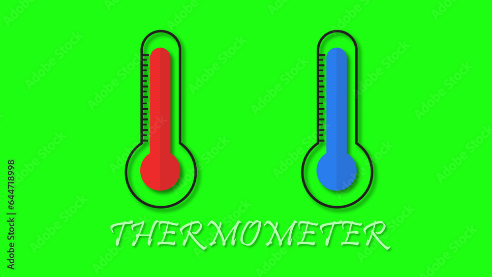 Green screen thermometer 2D animation. Simple temperature rise ...