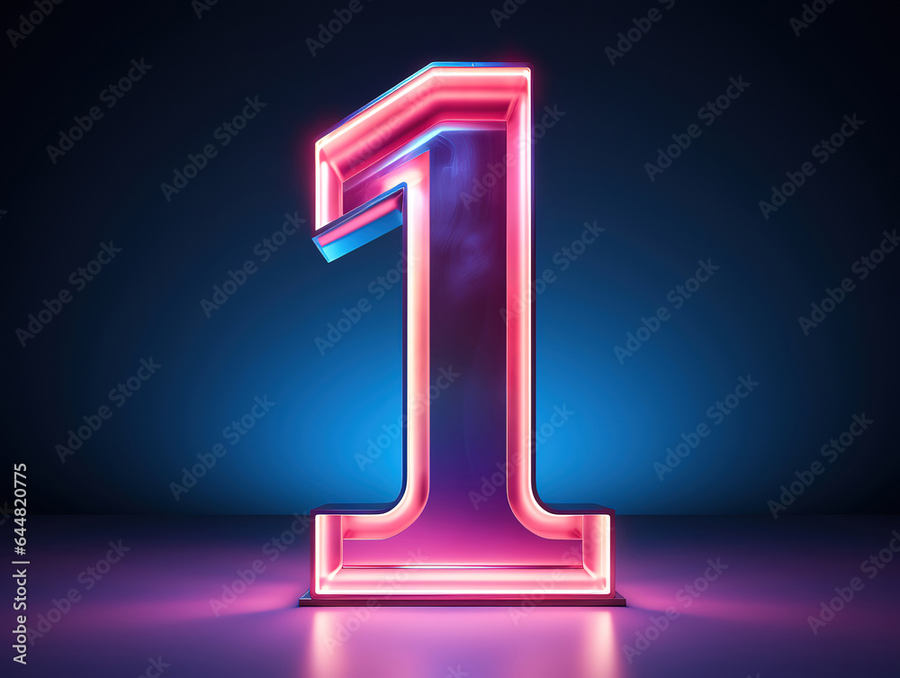 Number 1 made from neon light. Generative Ai Stock Illustration | Adobe ...