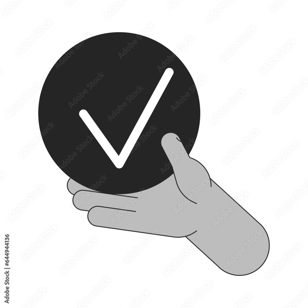Holding bullet point with check mark bw concept vector spot ...
