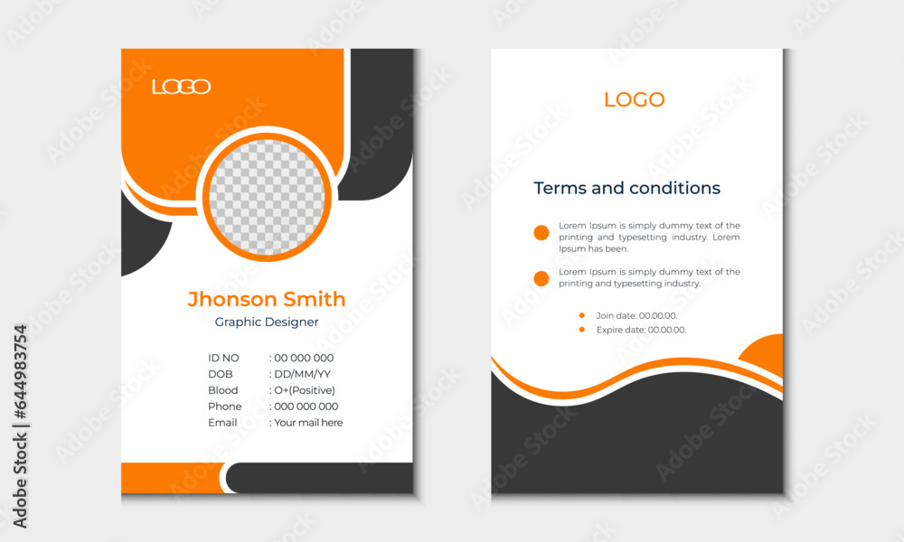 modern and creative, simple vector office id card design with two or ...