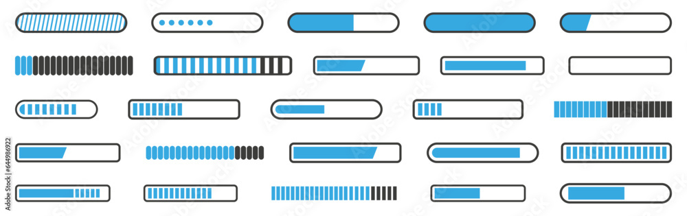 Vektor Loading progress bar icon collection. Set of progress scale of ...