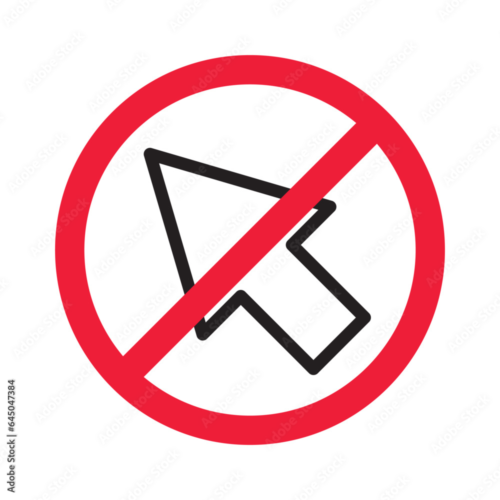 Forbidden cursor icon. Prohibited arrow vector icon. No cursor symbol ...
