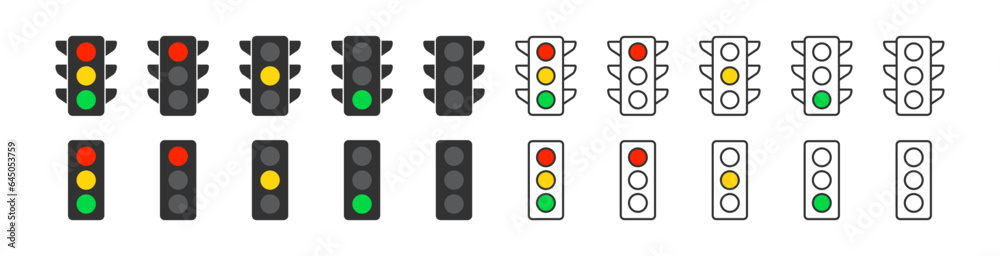 Traffic lights icon. Stoplight signs. Stop in the road symbol. Street ...