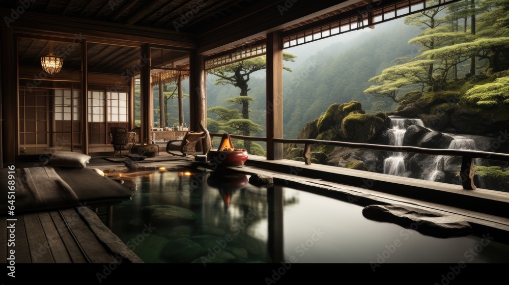 Ilustración de Stock Japanese Hot Springs Onsen Natural Bath onsen ...
