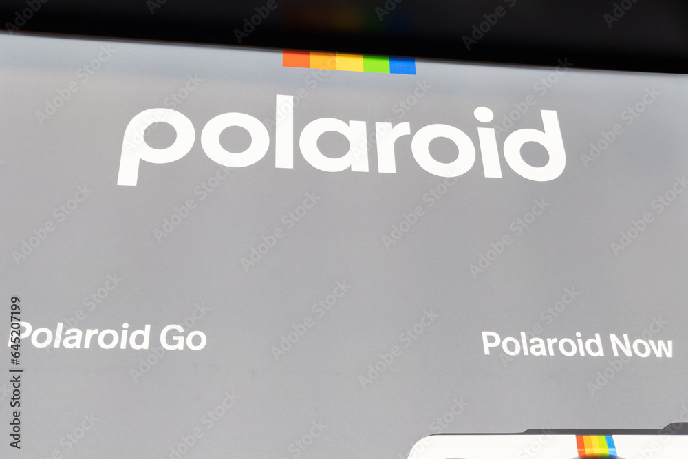 Polaroid go now logo text and brand sign advertising panel American ...