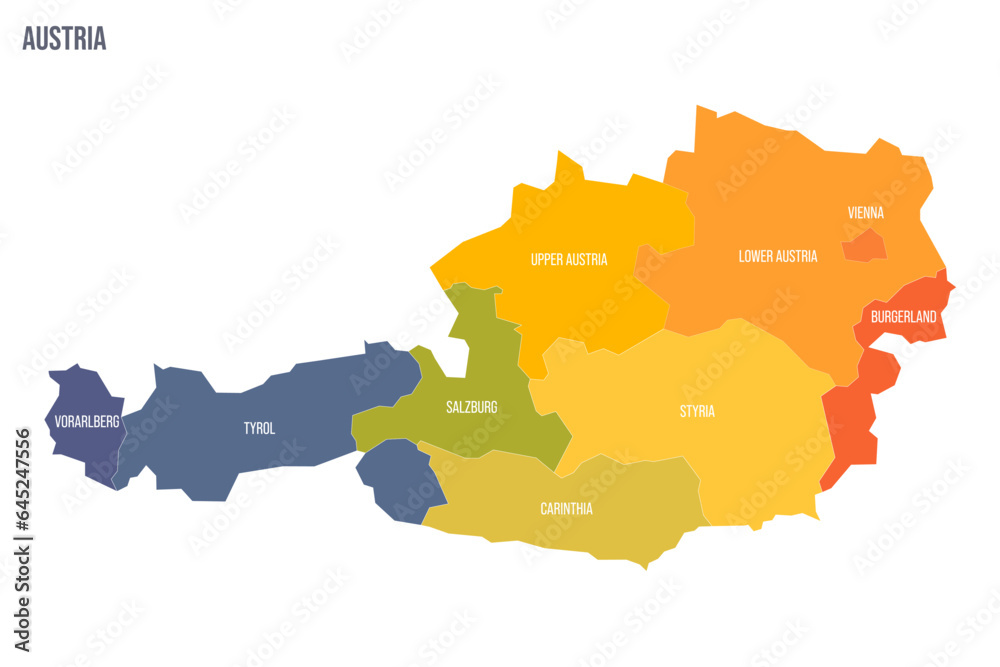 Austria political map of administrative divisions - federal states ...